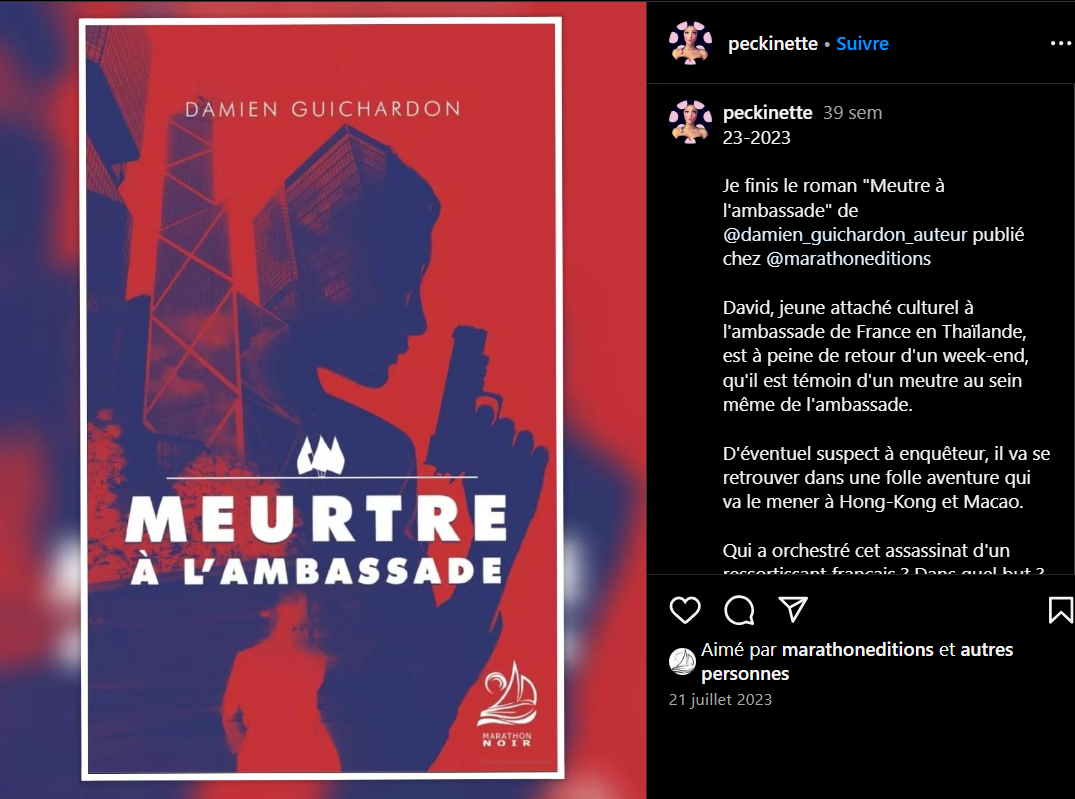 Chronique de peckinette : Meurtre à l'ambassade - Marathon Editions