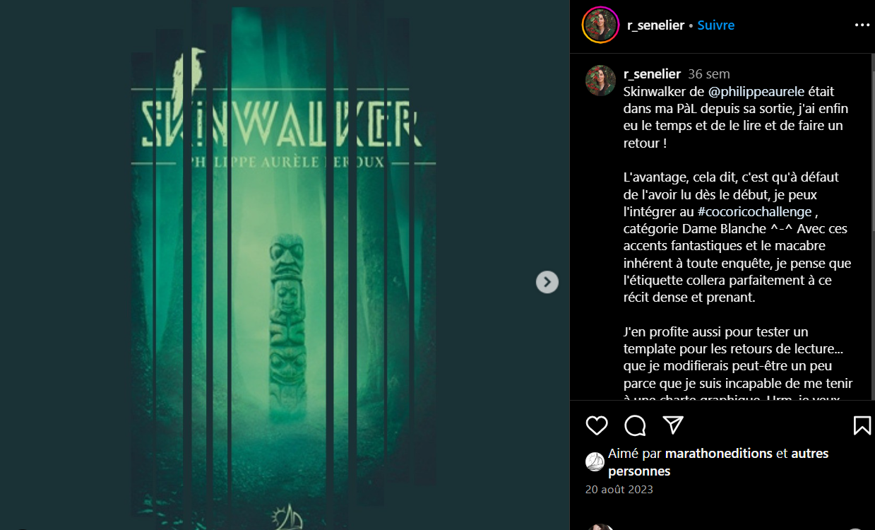 Chronique de r_senelier : Skinwalker - Marathon Editions
